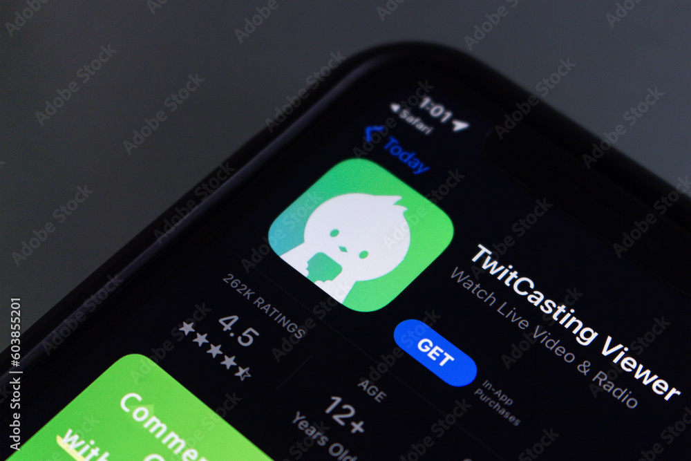 Vancouver, CANADA - May 14 2023 : TwitCasting Viewer app seen in App Store in an iPhone ...