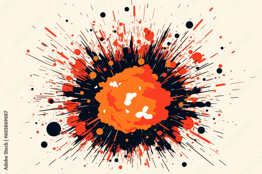 Doodle inspired Explosive, cartoon sticker, sketch, vector ...