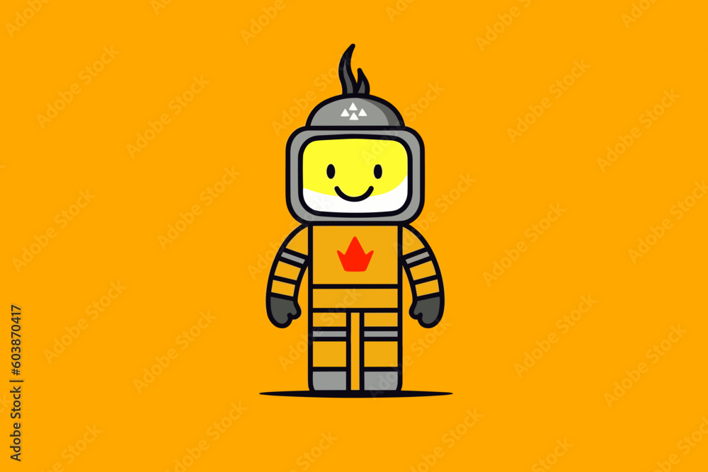 Doodle inspired Fireproof suit, cartoon sticker, sketch, vector ...