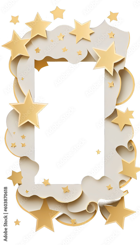 Cartoon star frame, golden yellow cheerful happy stars surrounding the ...