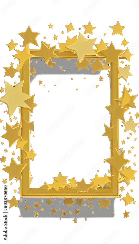 Cartoon star frame, golden yellow cheerful happy stars surrounding the ...