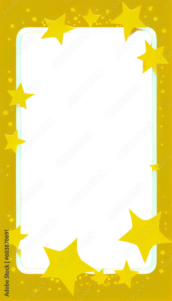 Cartoon star frame, golden yellow cheerful happy stars surrounding the ...