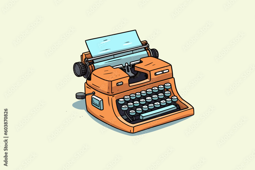 Doodle inspired Court reporter machine, cartoon sticker, sketch, vector ...
