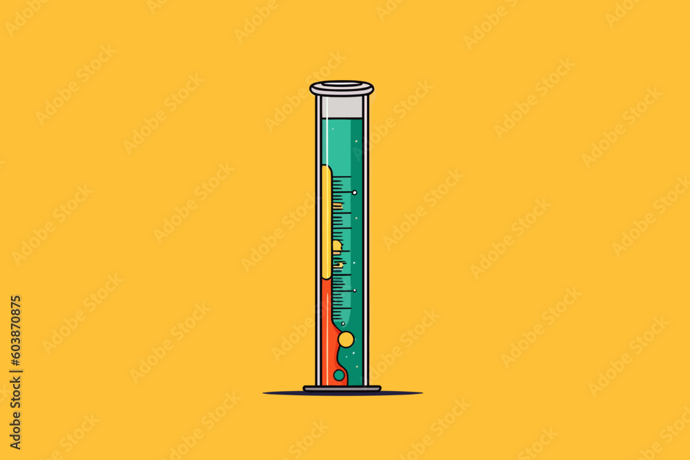 Doodle inspired Graduated cylinder, cartoon sticker, sketch, vector ...