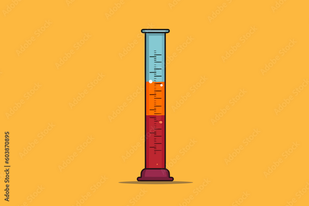 Doodle inspired Graduated cylinder, cartoon sticker, sketch, vector ...