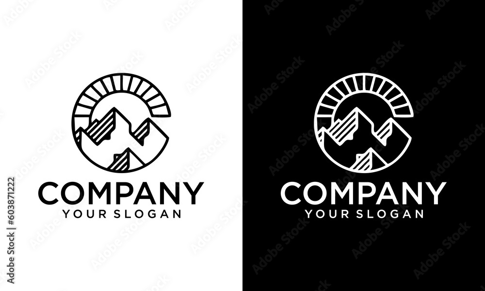 Initial C monogram alphabet with the mountain peak. Mountain Logo sign ...