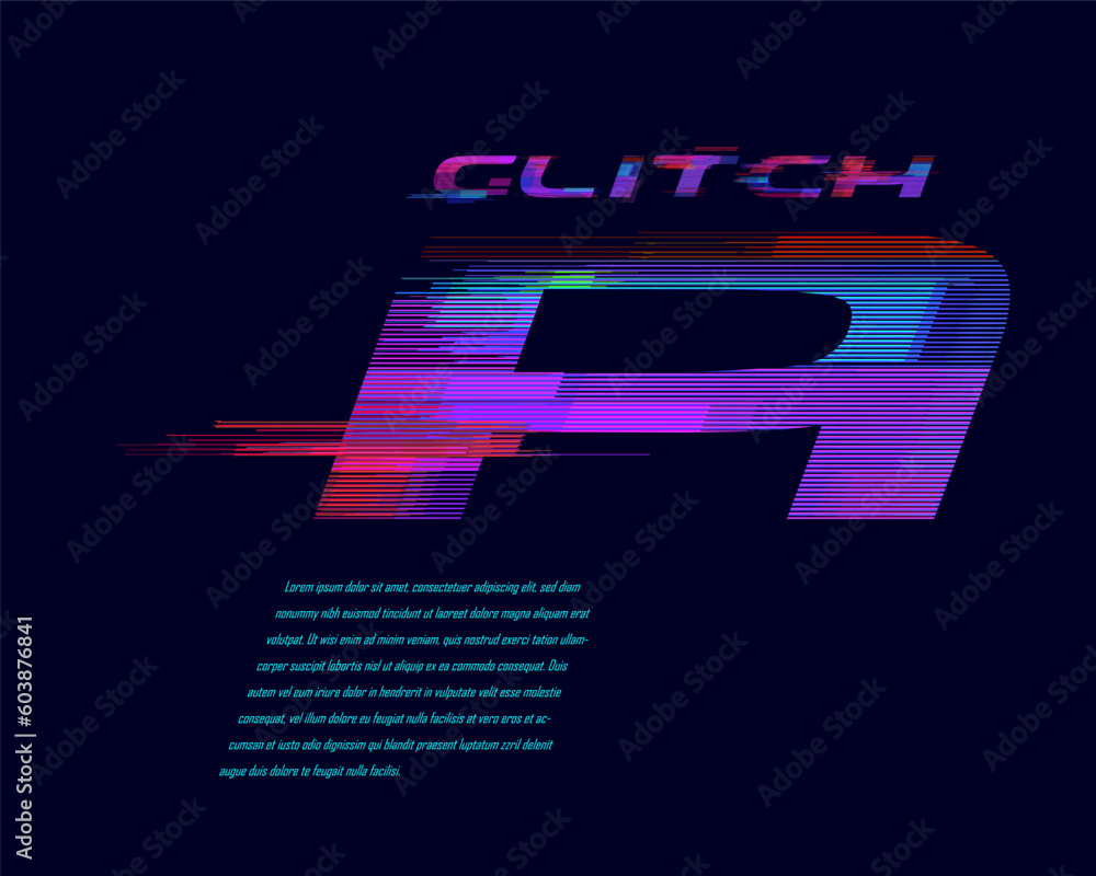 Cyberpunk futuristic Glitch Designer font set with neon screen digital ...
