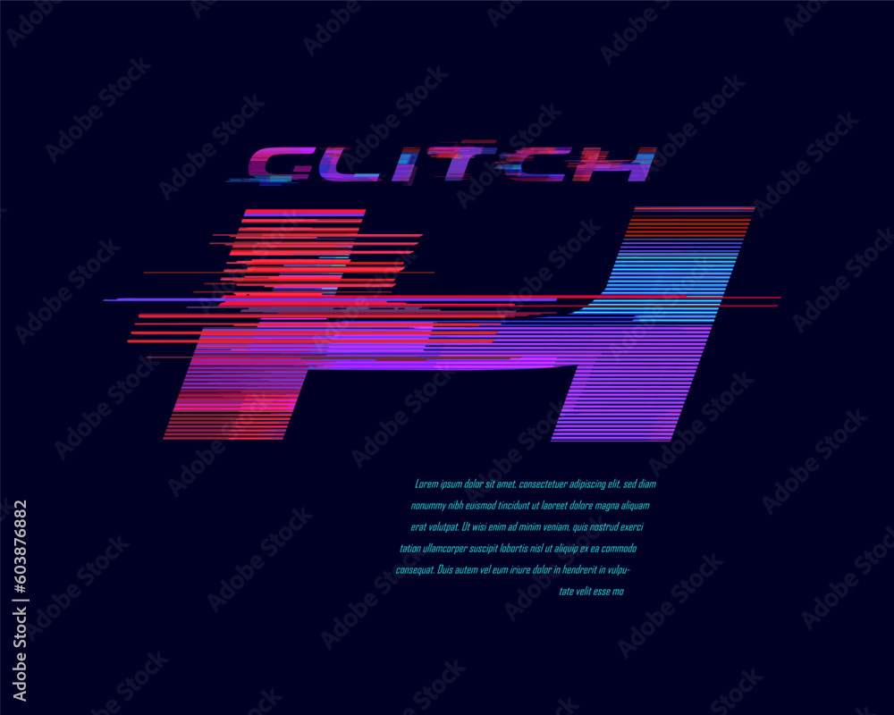 Cyberpunk futuristic Glitch Designer font set with neon screen digital ...