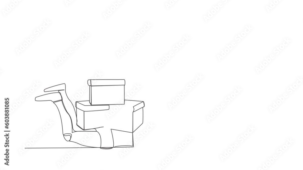 Vidéo Stock Animated self drawing of continuous line draw stressed ...