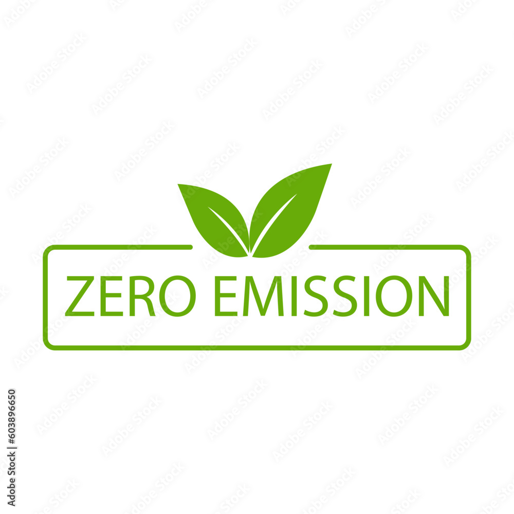 Zero emission icon vector CO2 neutral green sign for your web site ...