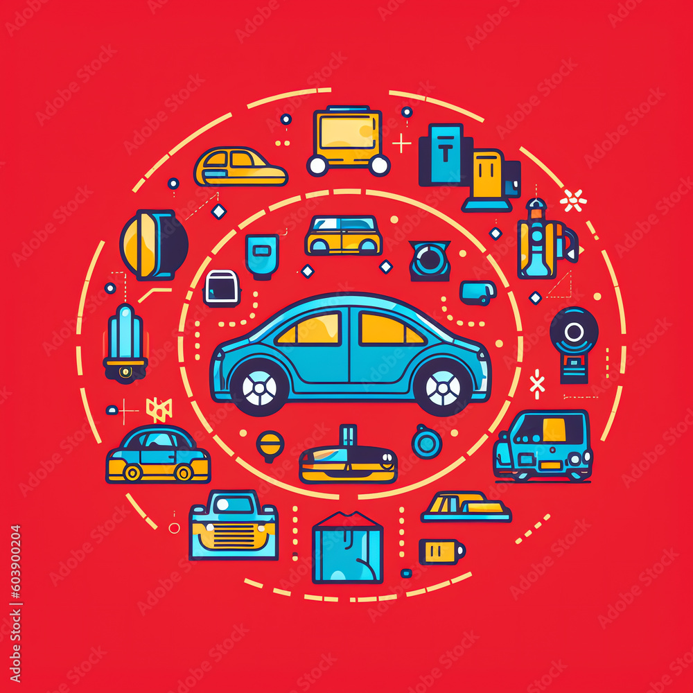 Autonomous vehicles: A self-driving car or drone with flat-style ...