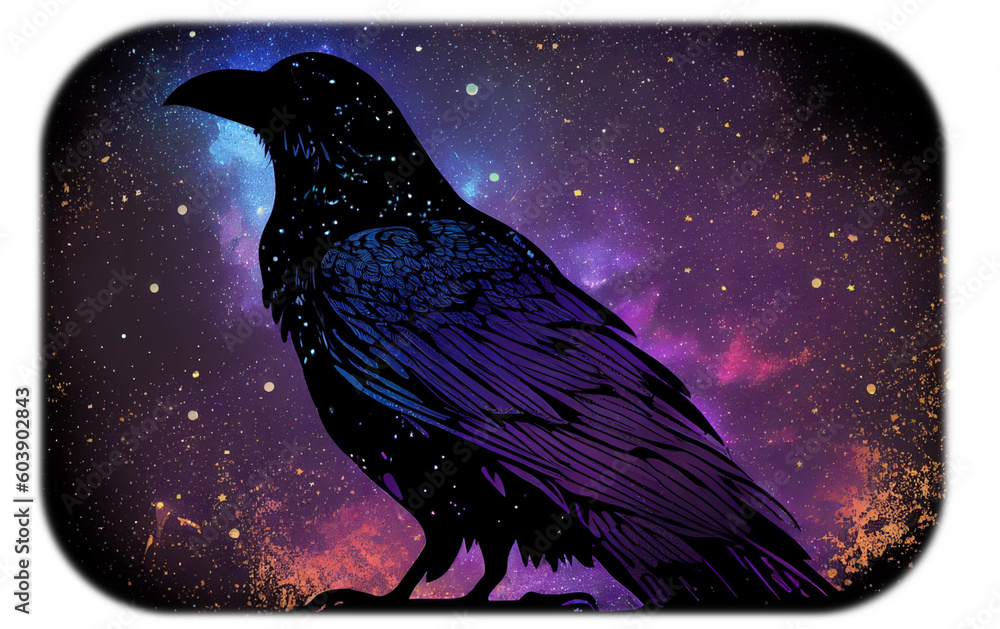 Stockillustratie Raven made of the night sky; galaxy night sky raven ...