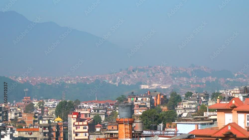 Clear skies bluebird showing himalayas mountain range landscape ...