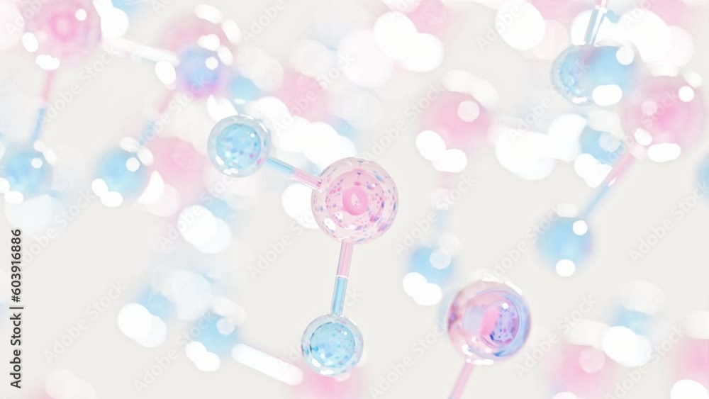 Vidéo Stock Molecular chemical formula H2O. Water molecules pink blue ...