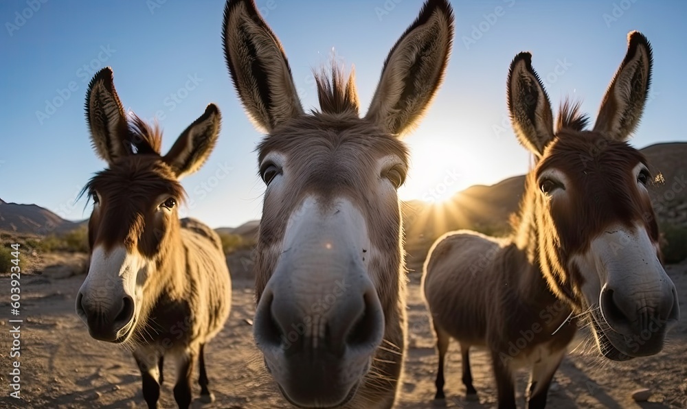 Smiling donkey strikes a pose for a hilarious selfie. Creating using ...