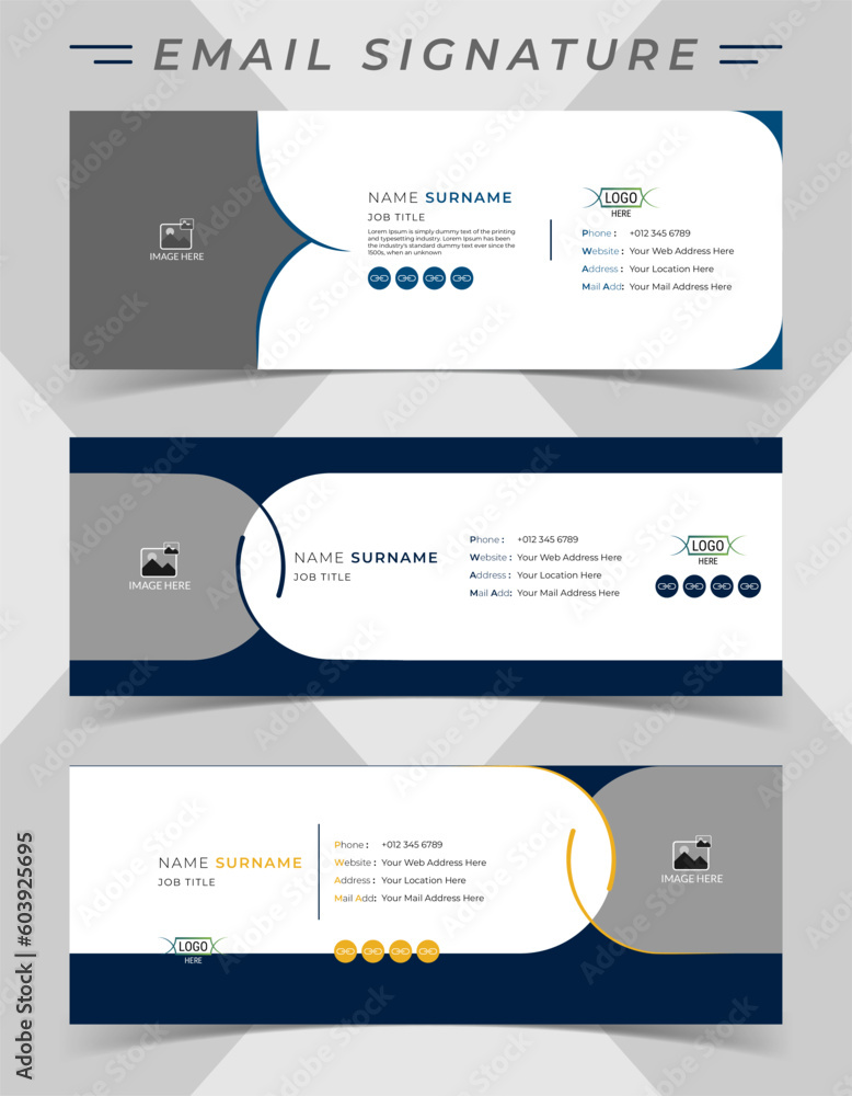 Email signature template design in simple and minimal style. Stock ...