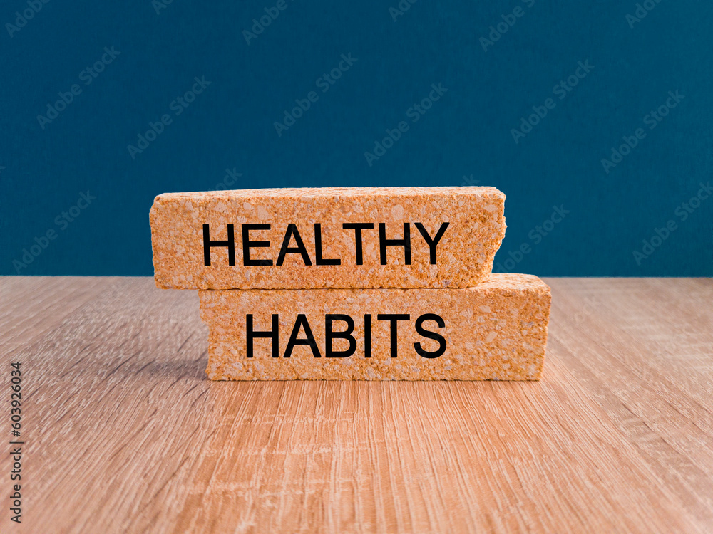 Healthy habits symbol. Concept word Healthy habits on brick blocks ...