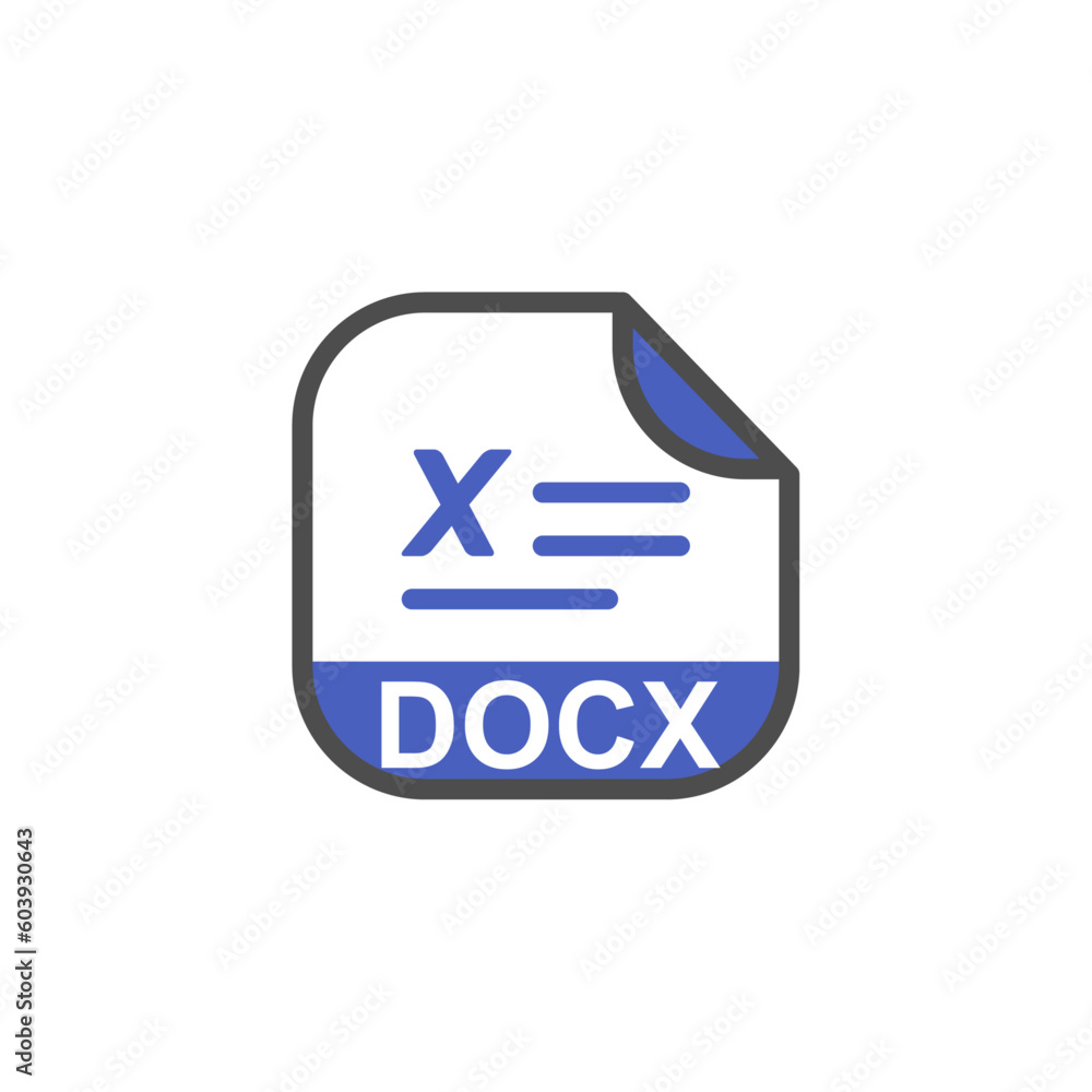 DOCX File Extension, Rounded Square Icon with Symbol - Format Extension ...