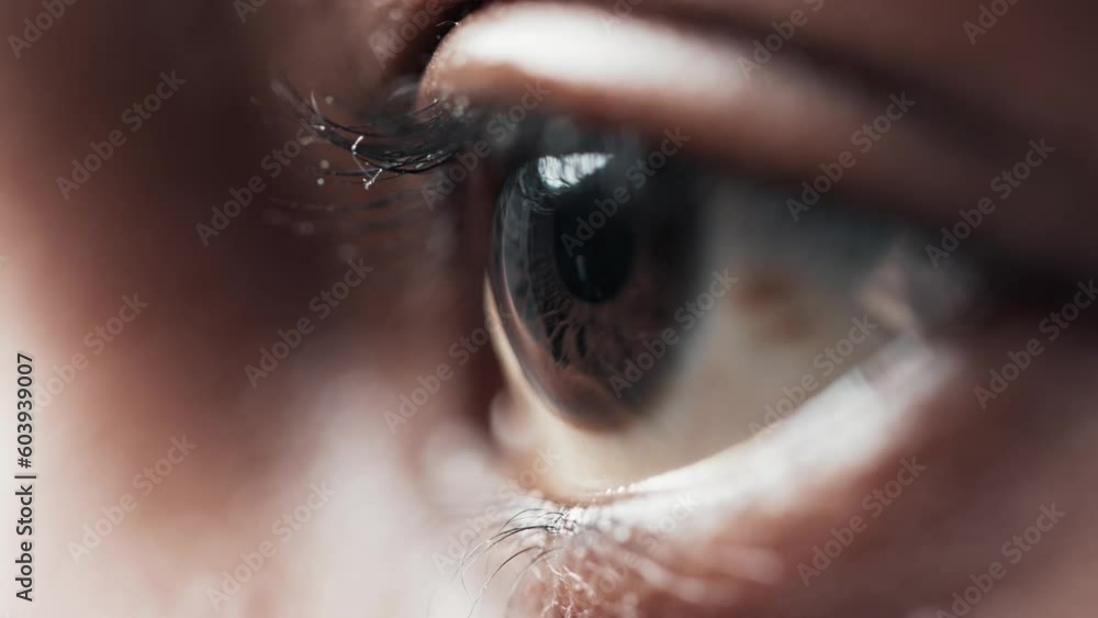 Eye of African American Woman Looking Side in Closeup Shot. Macro Zoom ...