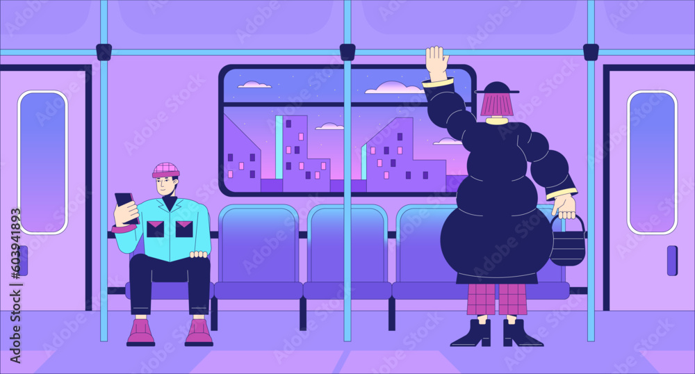 Commuter train lo fi chill wallpaper. Public transport. Rail travel ...