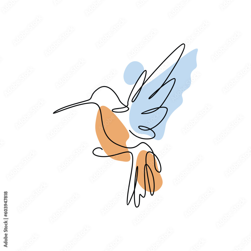 Hummingbird Line Art Vector. Hummingbird wall art, Exotic bird print ...