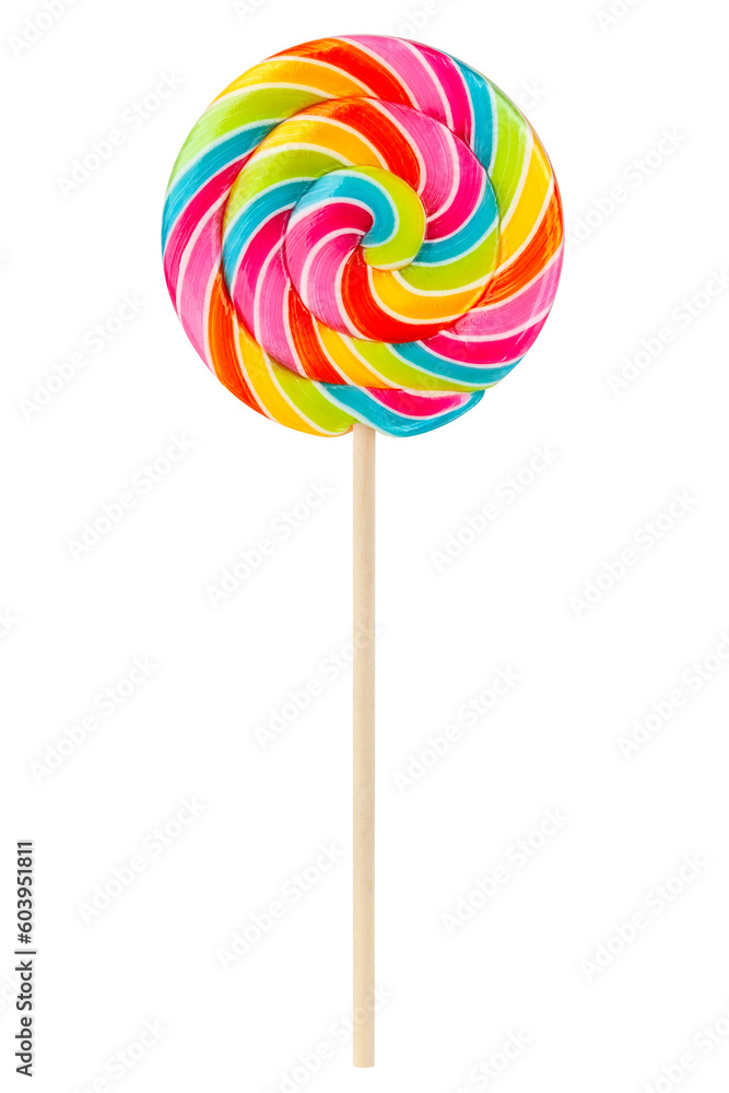 Colorful lollipop isolated on white background, full depth of field ...
