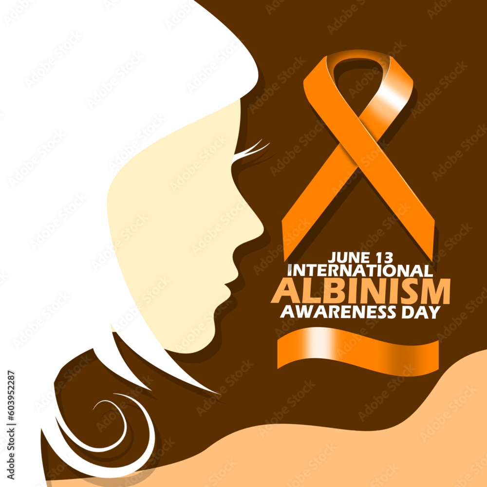 Illustration of an albino girl with an orange ribbon, ribbon and bold ...