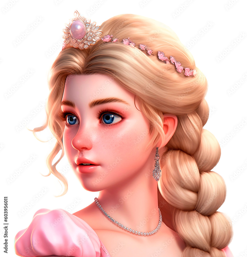 Portrait of Princess in 3D style, beauty of princess concept ...