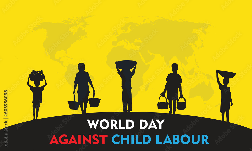 World Day Against Child Labour design. It features silhouette of ...