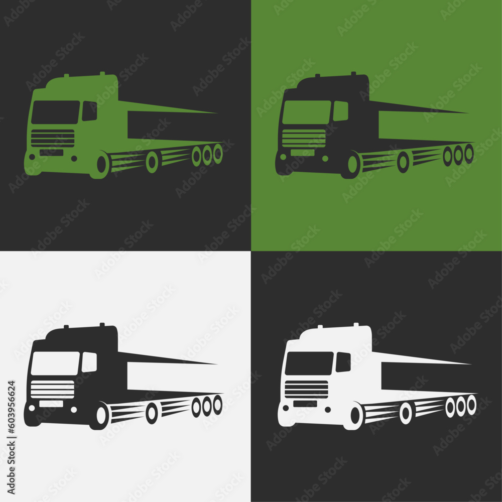 Dumptruck logo. Lorry logo. Logo in green, white and black colors ...