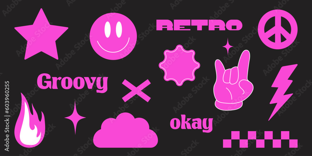 Y2k collection. y2k. 2000s.Retro y2k style.Cartoon style. Vector set of ... Y2k collection. y2k. 2000s.Retro y2k style.Cartoon style. Vector set of ...