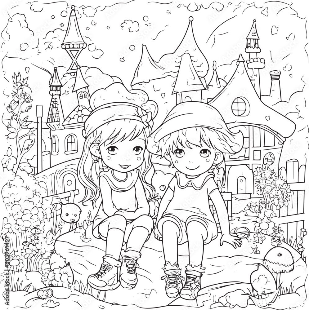 coloring pages to print for adults, a drawing of a castle and other ...