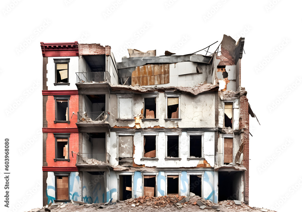 ruined building destroyed isolated on transparent background . made ...