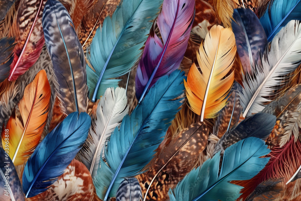 A bohemian-inspired feather background pattern texture, with feathers ...