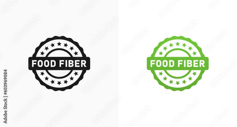 Food fiber label or Food fiber stamp vector isolated in flat style ...