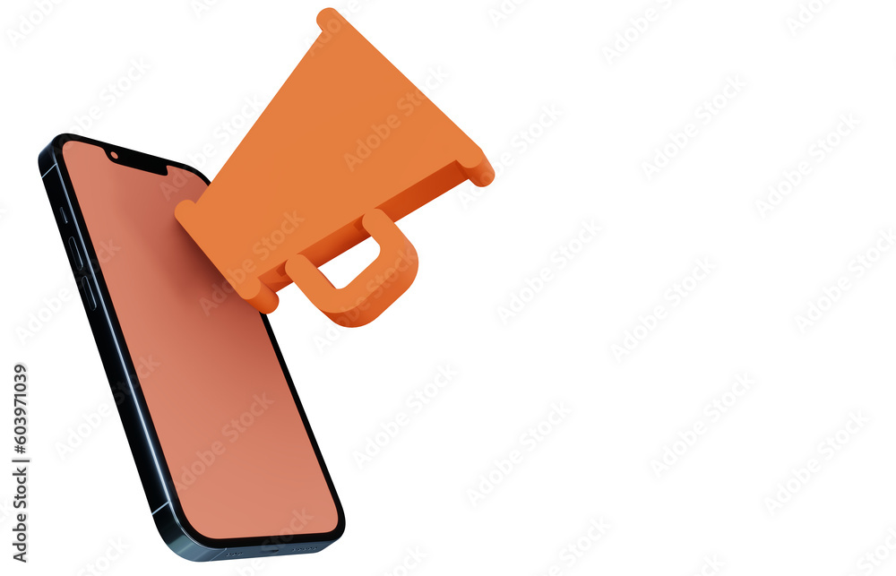 Mobile with 3D cartoon animation illustration transparent rendering ...