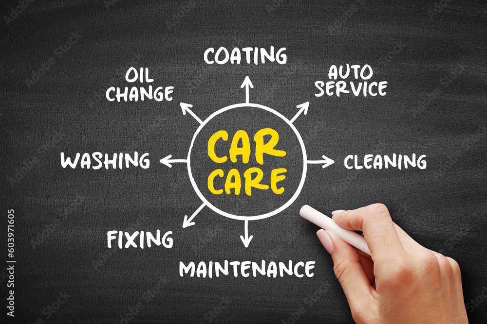 Car care mind map process on blackboard, concept for presentations and ...