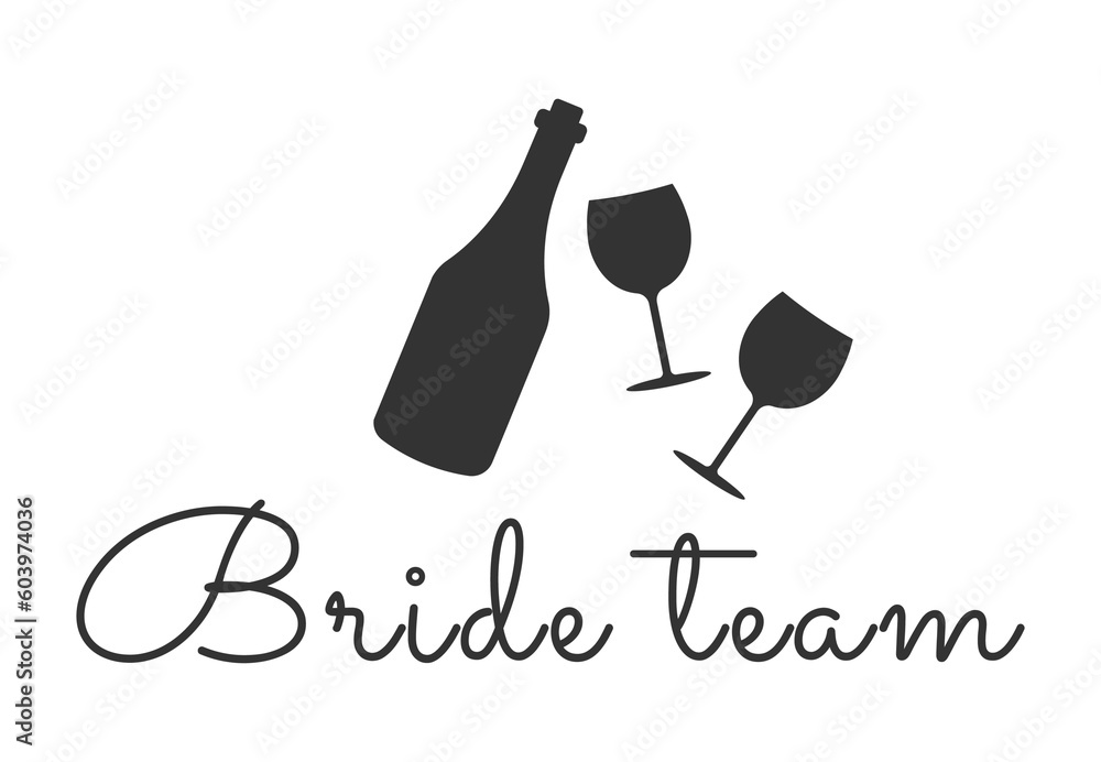 Vektorová Grafika „team Bride Bachelorette Party Vector Calligraphy
