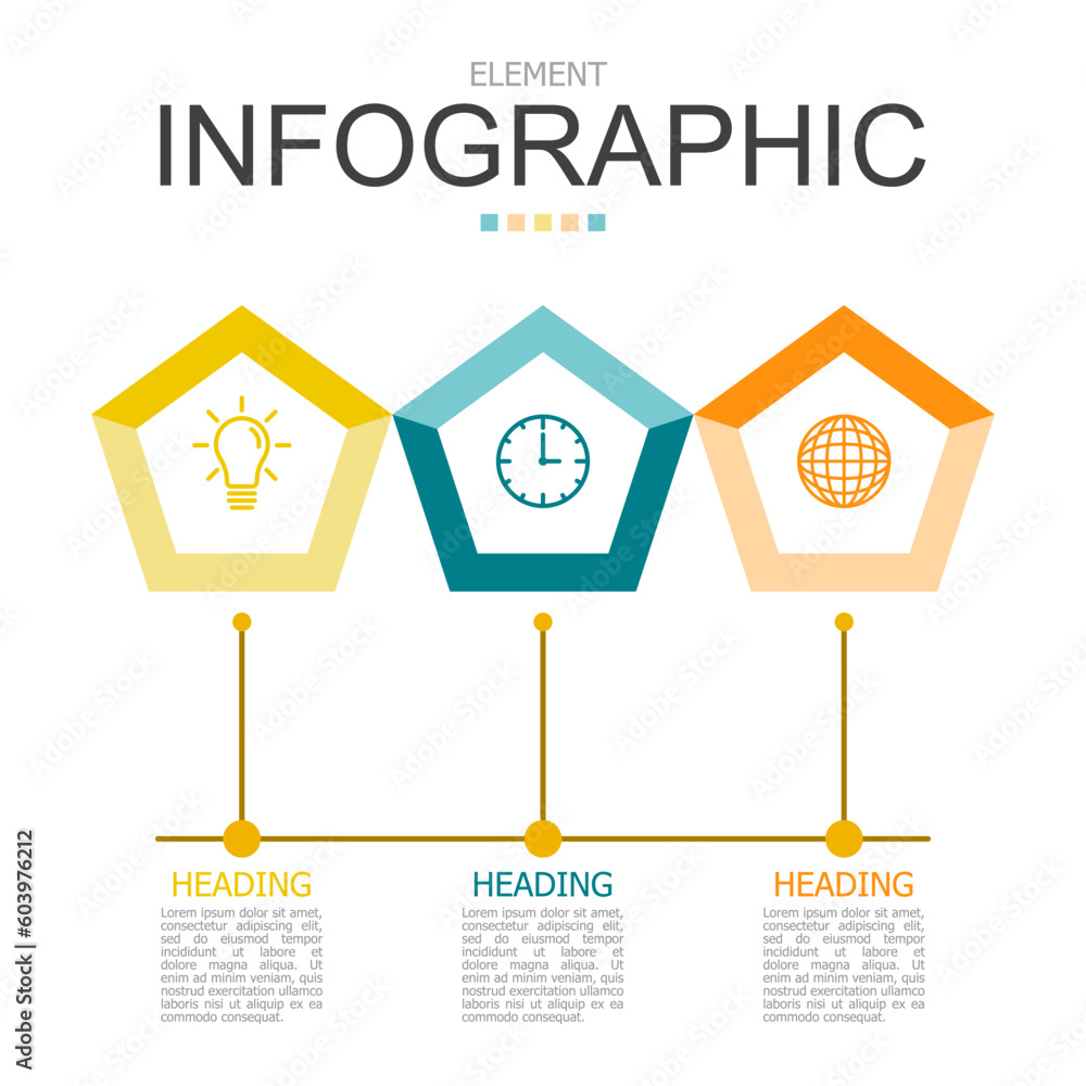 vector infographic pentagon border timeline template block. used for ...
