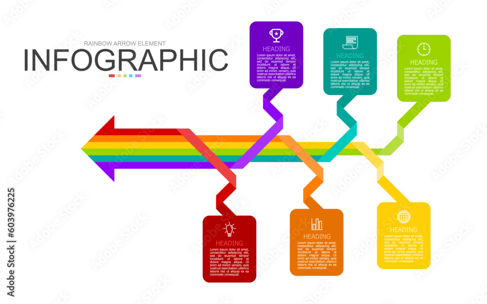 vector infographic rainbow arrow line template block. used for process ...