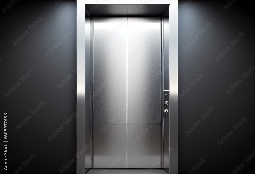 Iron elevator realistic composition with closed doors modern style. Ai ...