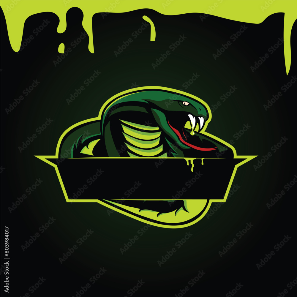 E sports mascot logo of an angry snake. poison dripping its fangs looks ...