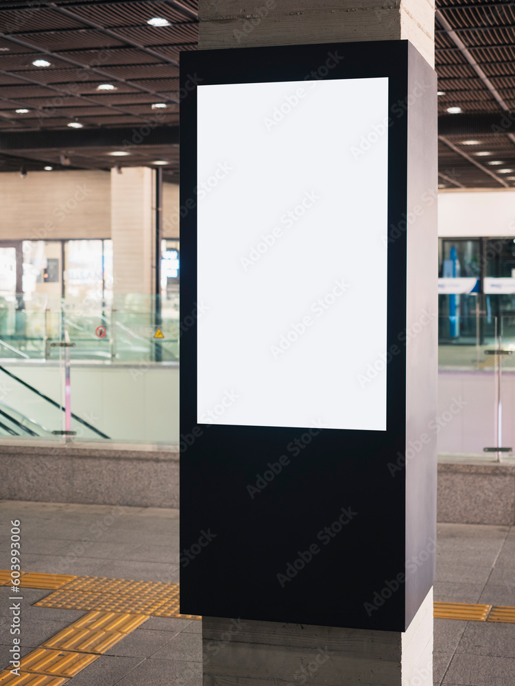 Blank white Sign stand Digital screen board Media advertisement indoor ...