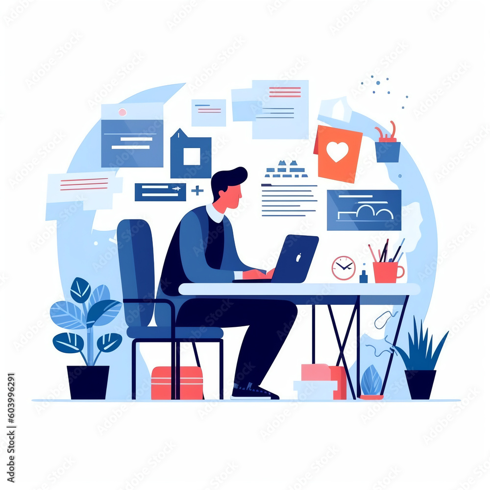 Stack or pile of paper with busy small people around. Many office work ...