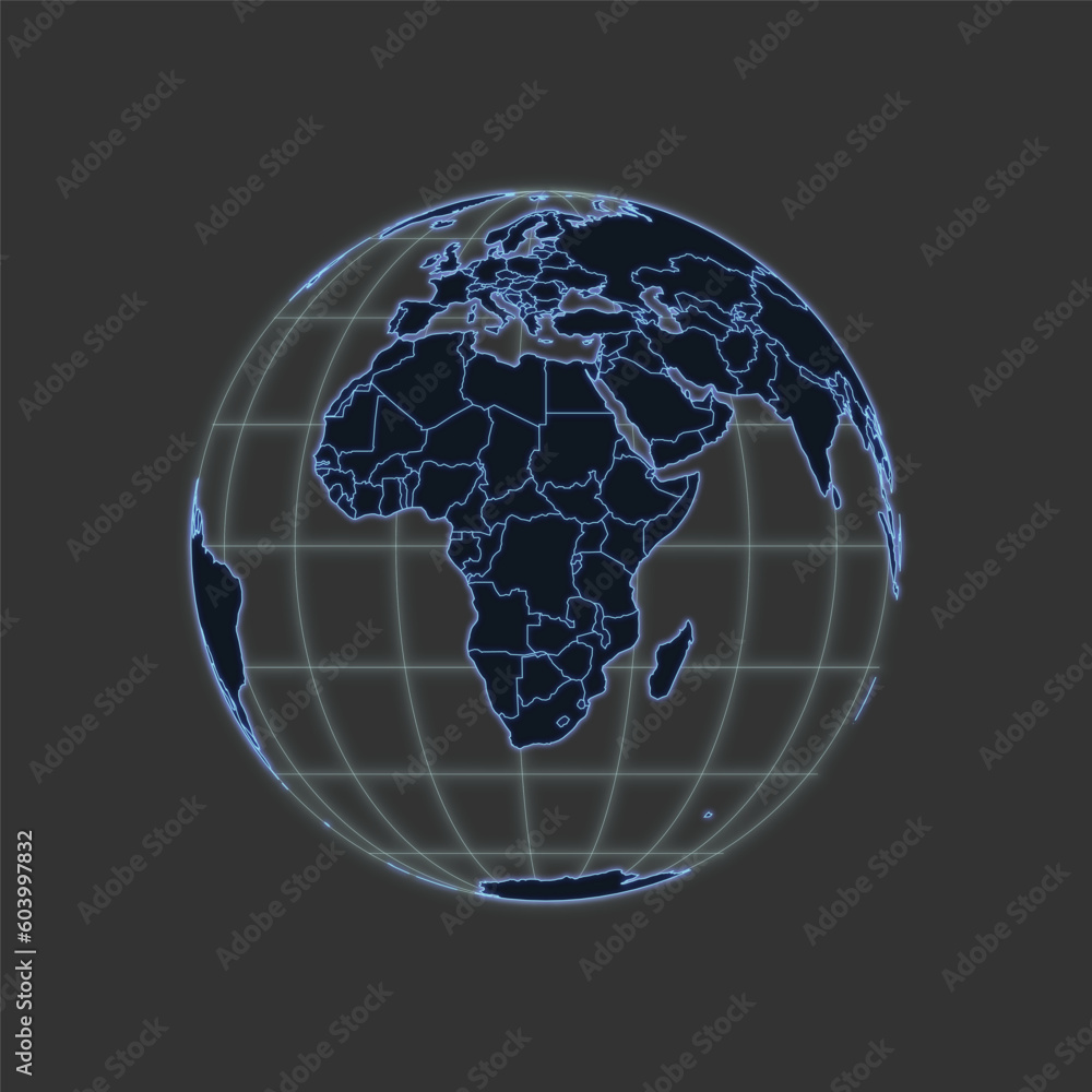 High quality vector World/Africa Map - globe in grey & blue colors ...