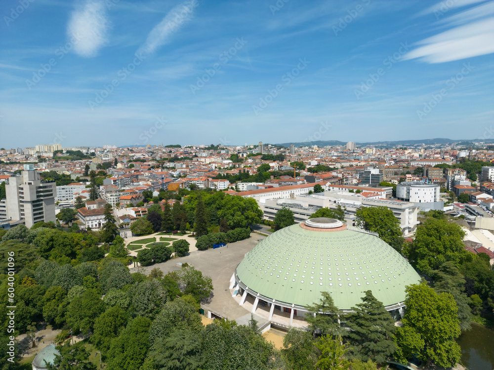 aerial photography of the Palace Garden Tower in Porto, Lisbon. In the ...