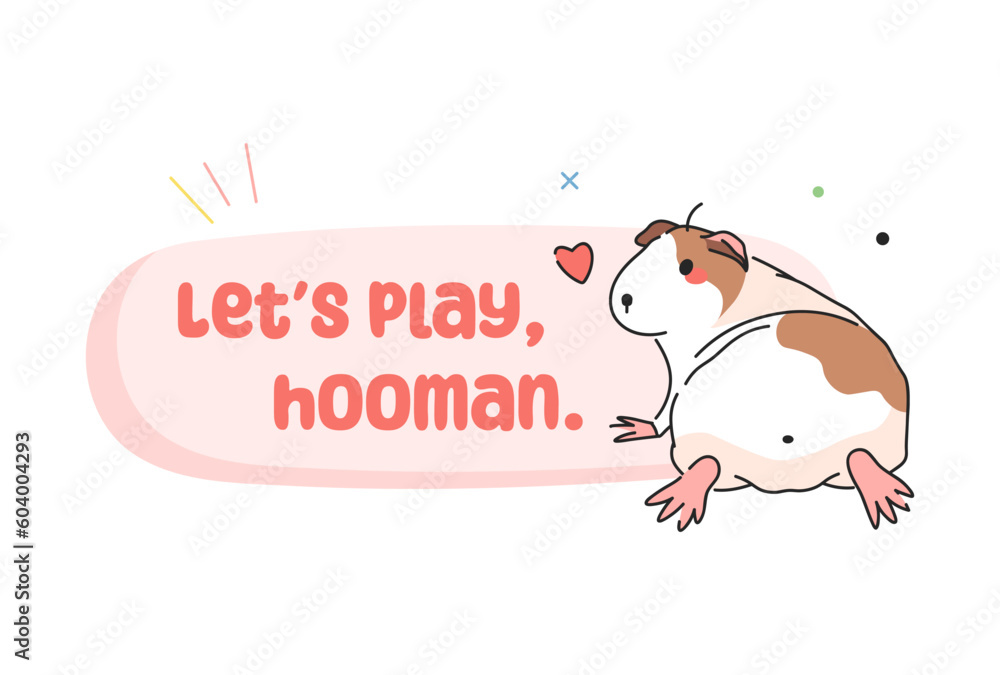 Guinea Pig with cute butt Vector Isolated Pattern for T-Shirt Print ...