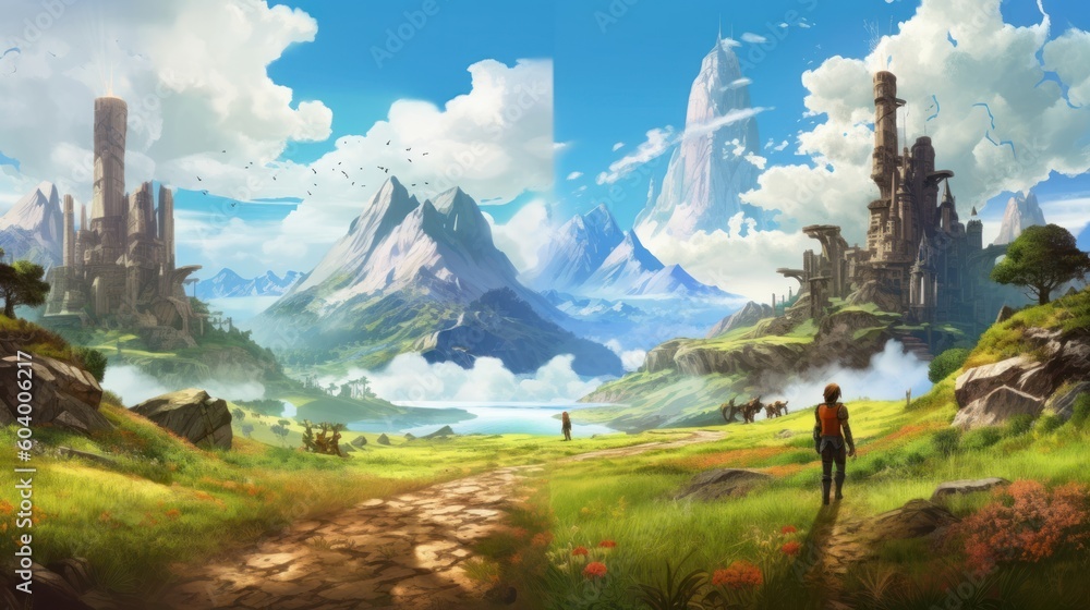 Fantasy Landscape Game Art Stock Illustration | Adobe Stock