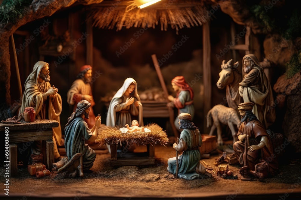 Photo & Art Print Nativity scene vertep, religious concept, Star of ...
