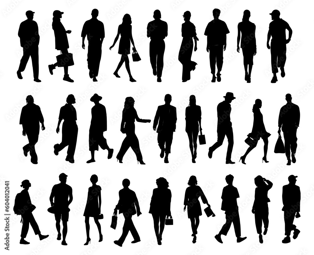 People Walking Front View